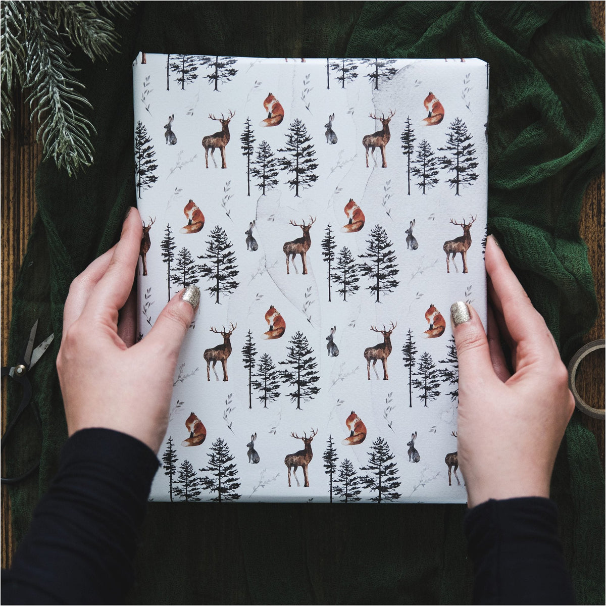 Watercolour Forest Animals Gift Wrap - I am Nat Ltd